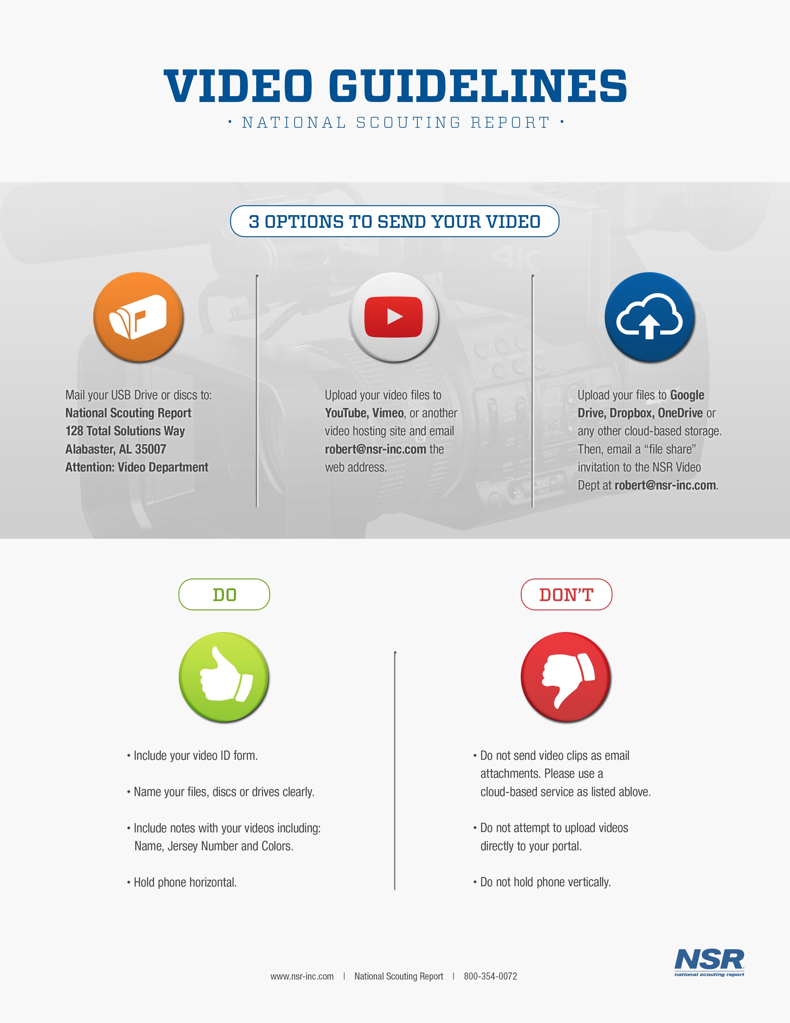 How to Submit Prospect-Athlete Videos | www.nsr-inc.com/help